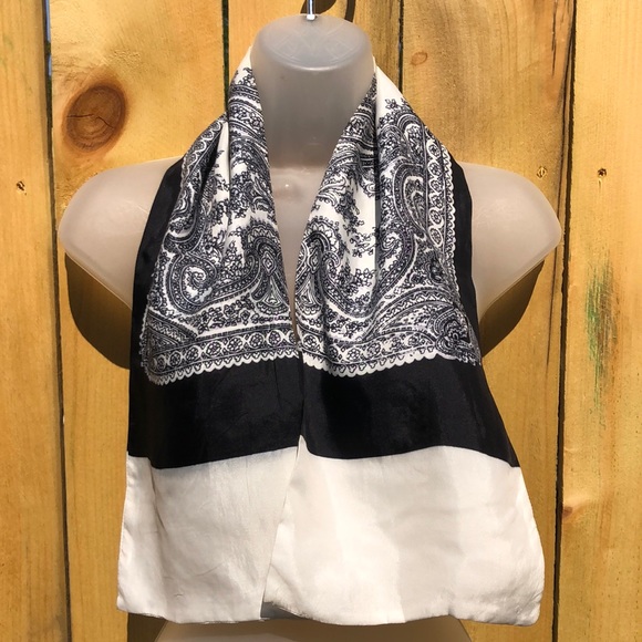 Vintage | Accessories | Vtg Paisley Pattern Black White Double Sided ...